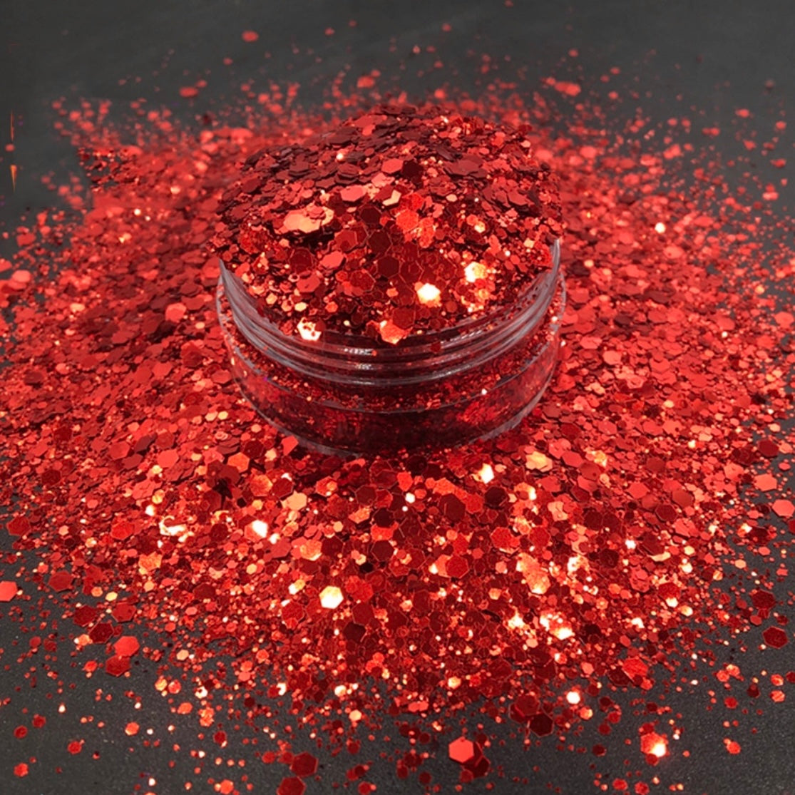 Cherry Red - Chunky Mix - Red Glitter - Chunky Red Glitter - Metallic ...